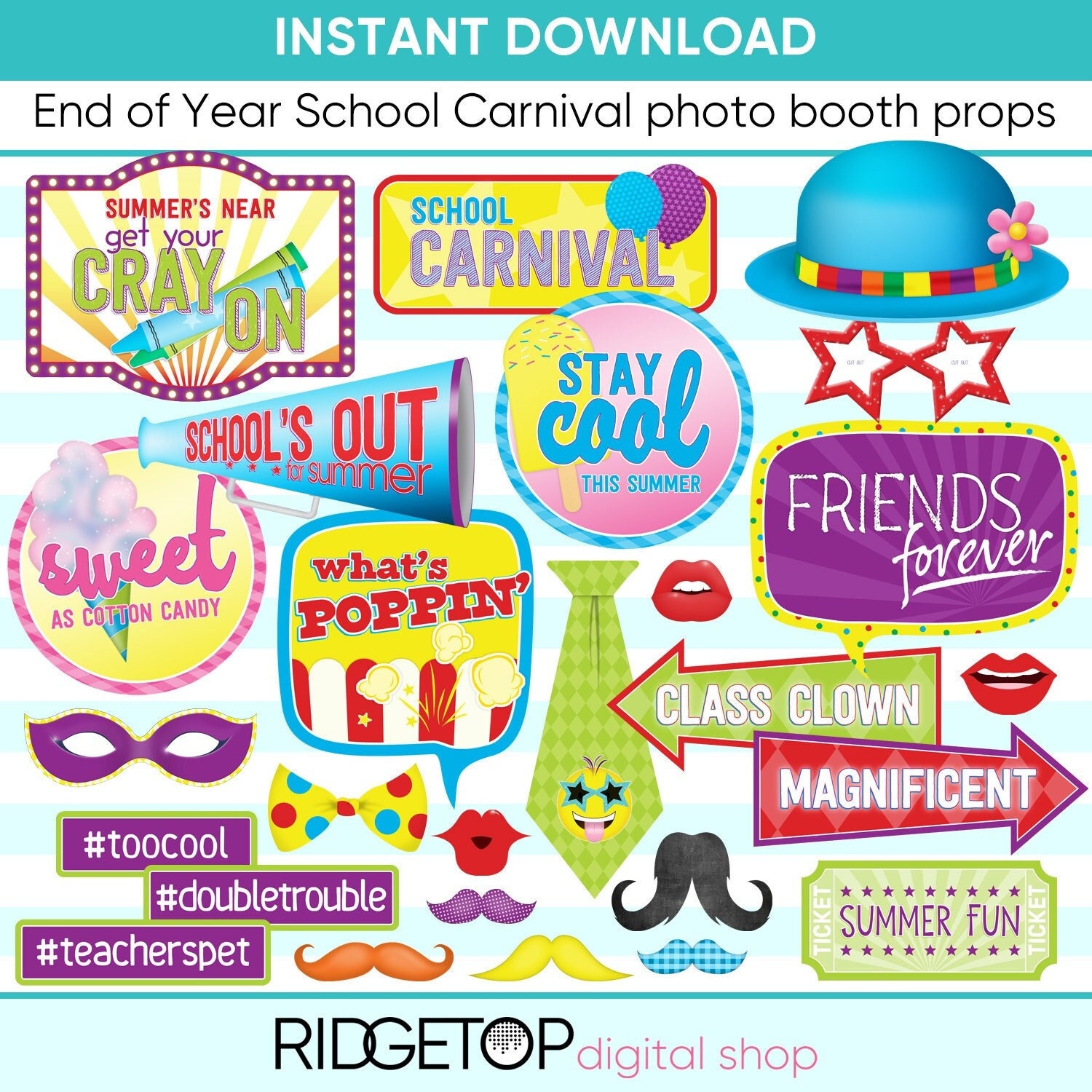 Circus Photo Booth Props Printable