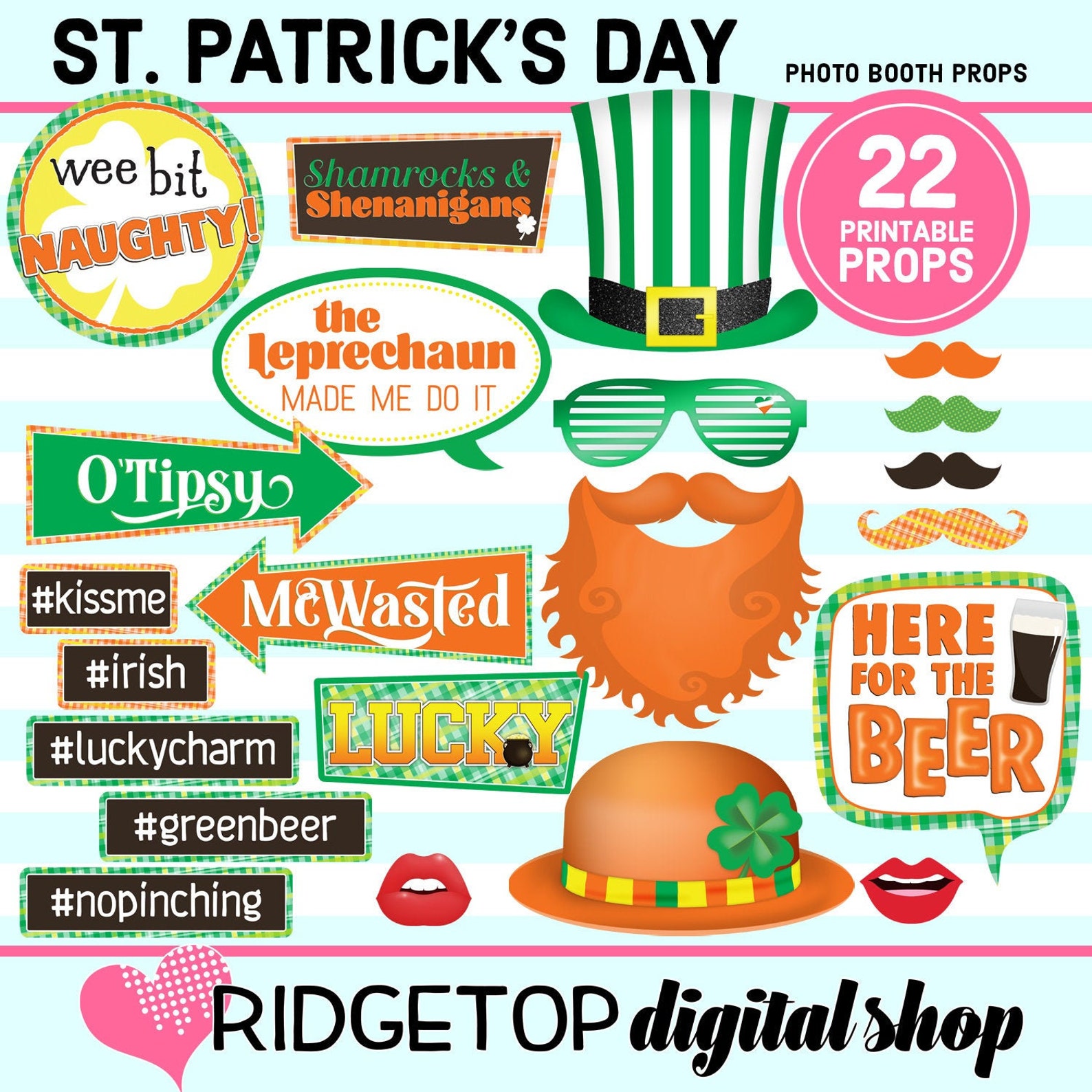 ST. PATRICK'S DAY, Photo Booth Props, St. Patrick's Day Printable ...