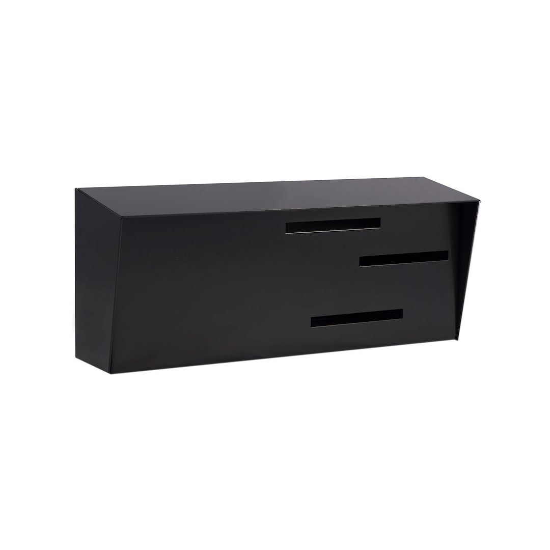 Modern Mailbox | Mid Century Modern Mailbox | Horizontal Black - Etsy