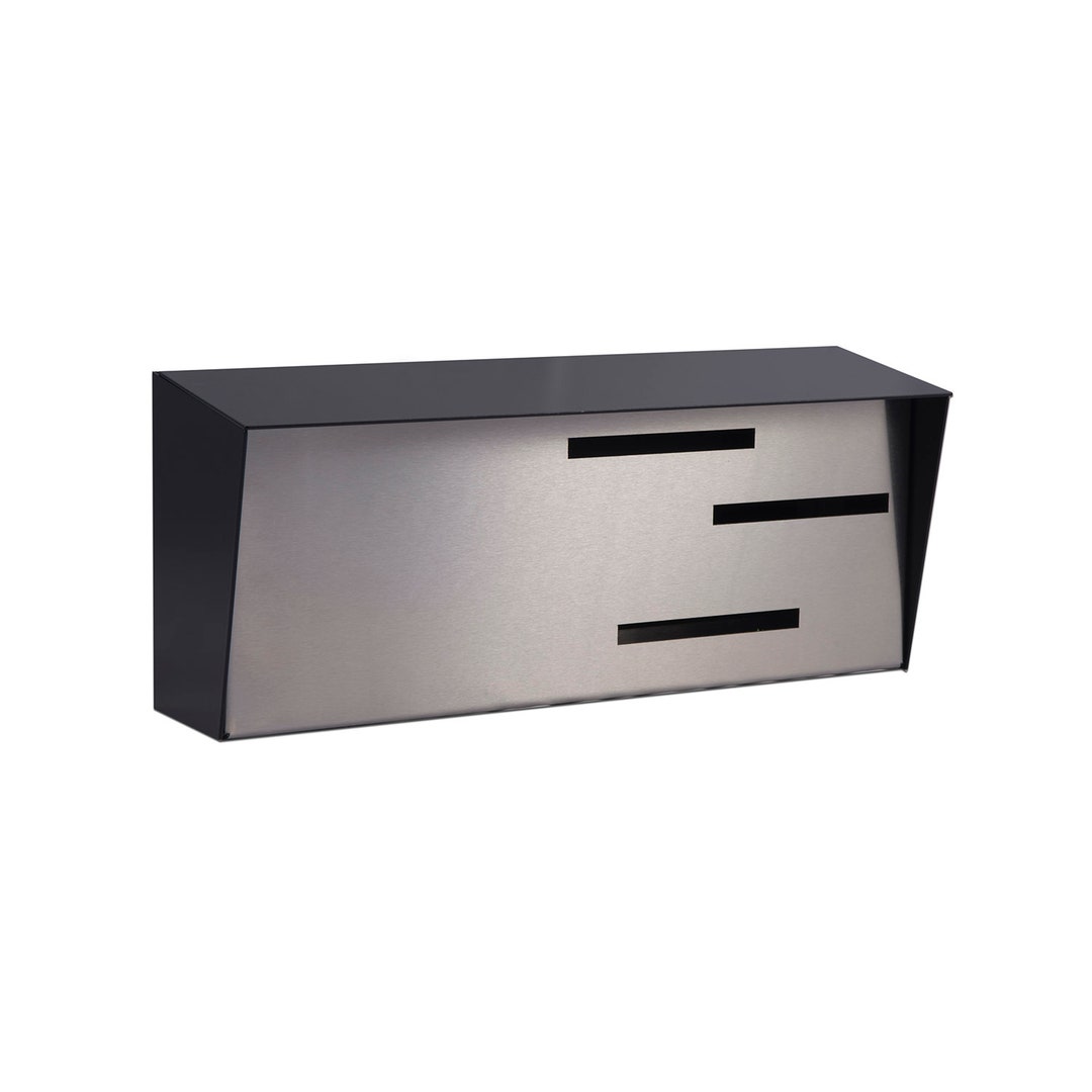 Modern Mailbox | Mid Century Modern Mailbox | Horizontal Black/silver ...