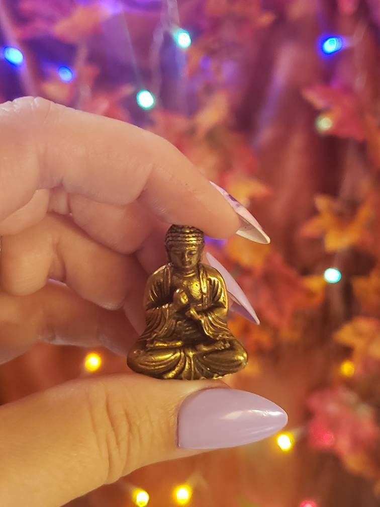 Tiny Pocket Buddha - Brass - Grounding - Meditation - Altar - Spiritual ...