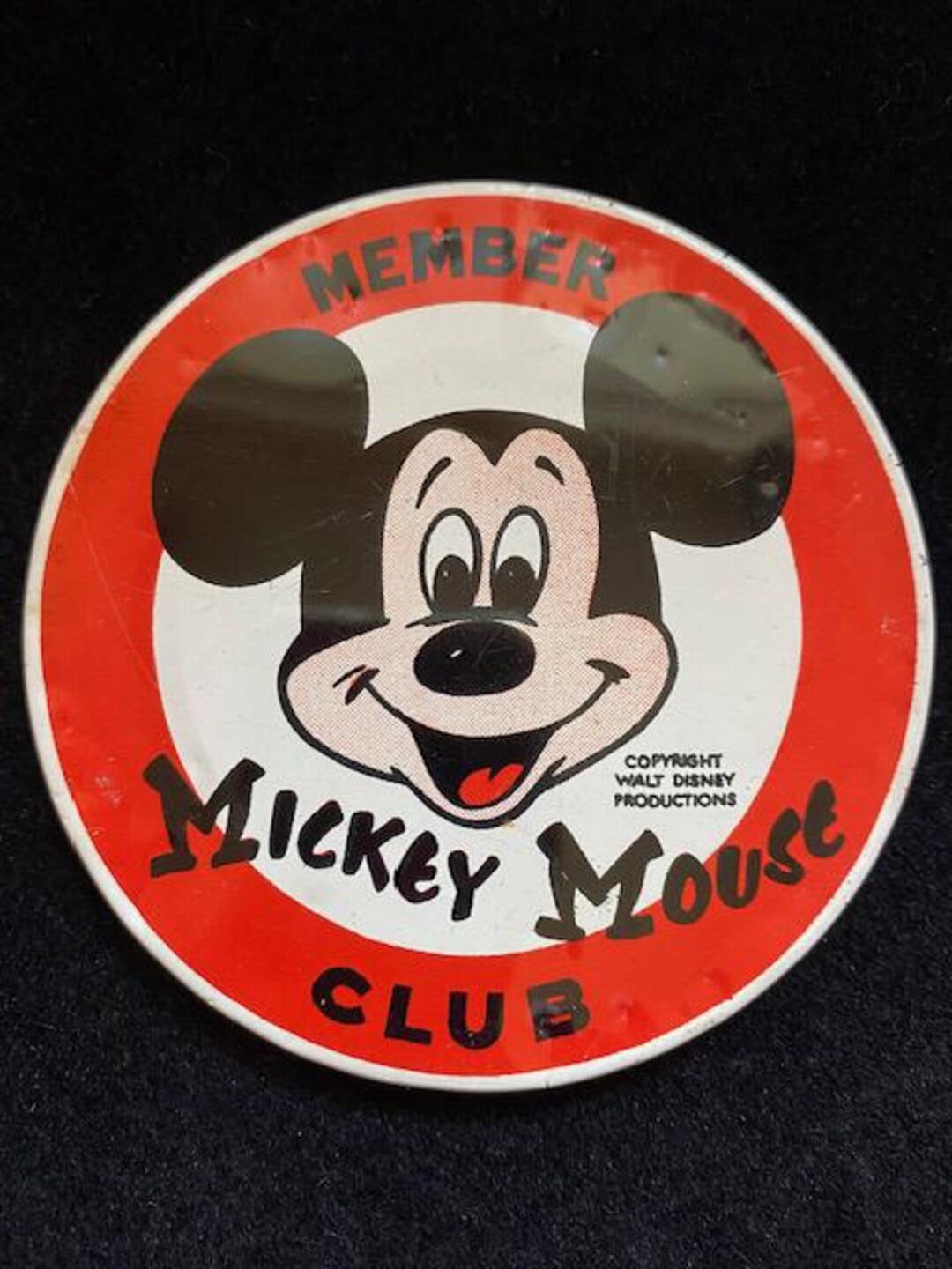 Vintage 60's 70's Mickey Mouse Member Club Button Pin Badge Walt Disney ...