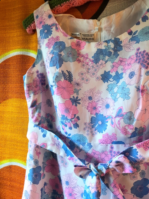 Vintage 60's 70's Diolen Flower Mod Boho Hippie Dress… - Gem