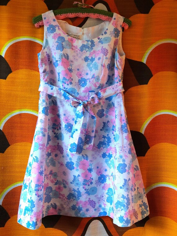 Vintage 60's 70's Diolen Flower Mod Boho Hippie Dress… - Gem