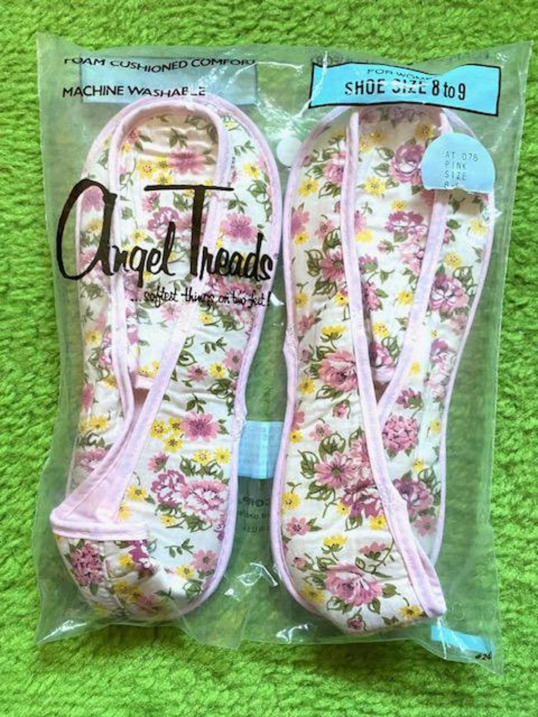 Vintage 70's 80's Barry Angel Treads Slippers Floral Flower Women 8 to ...