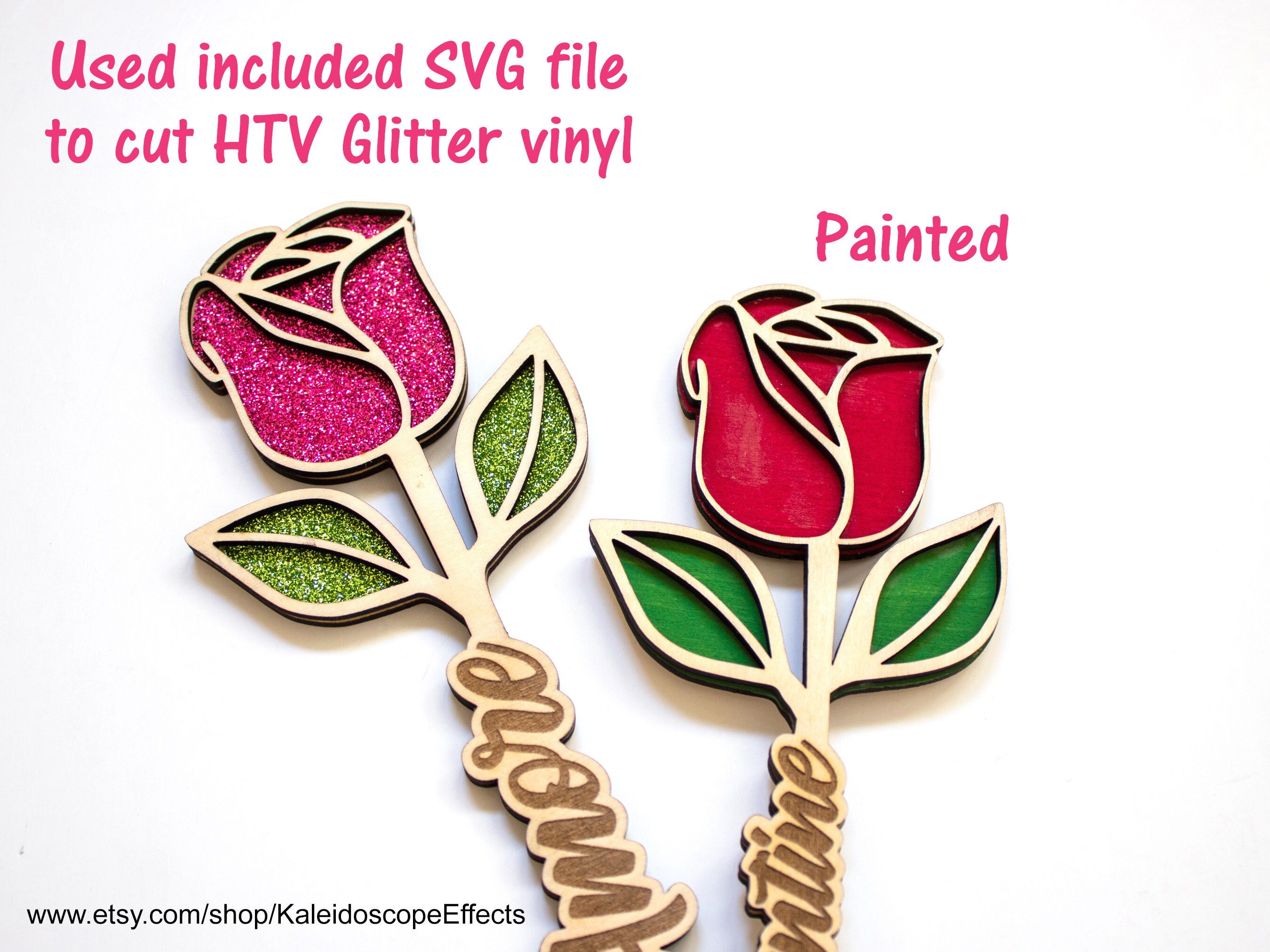 Valentine Rose Bud SVG With Stand for Laser Cutting - Etsy