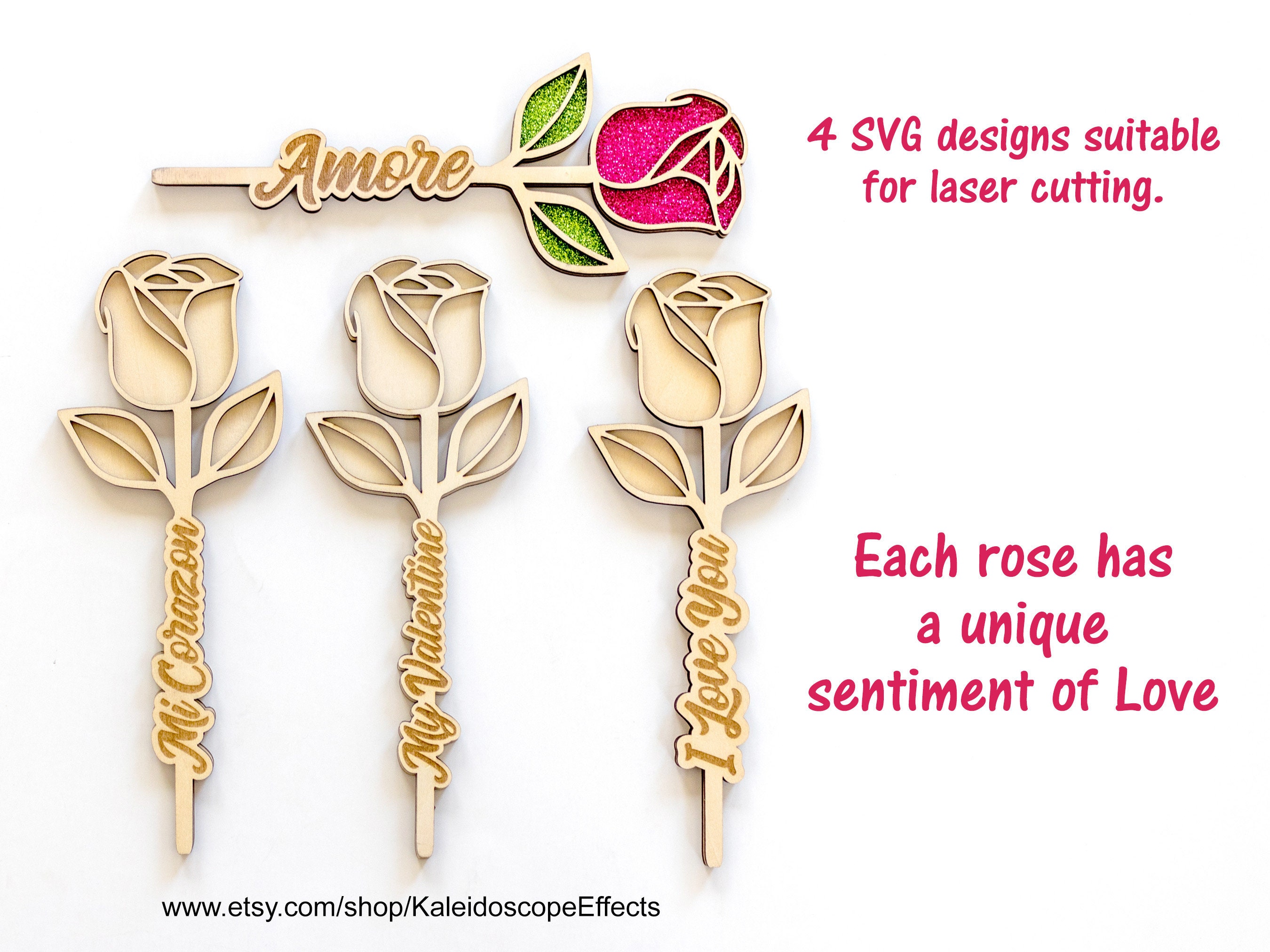 Valentine Rose Bud SVG With Stand for Laser Cutting - Etsy