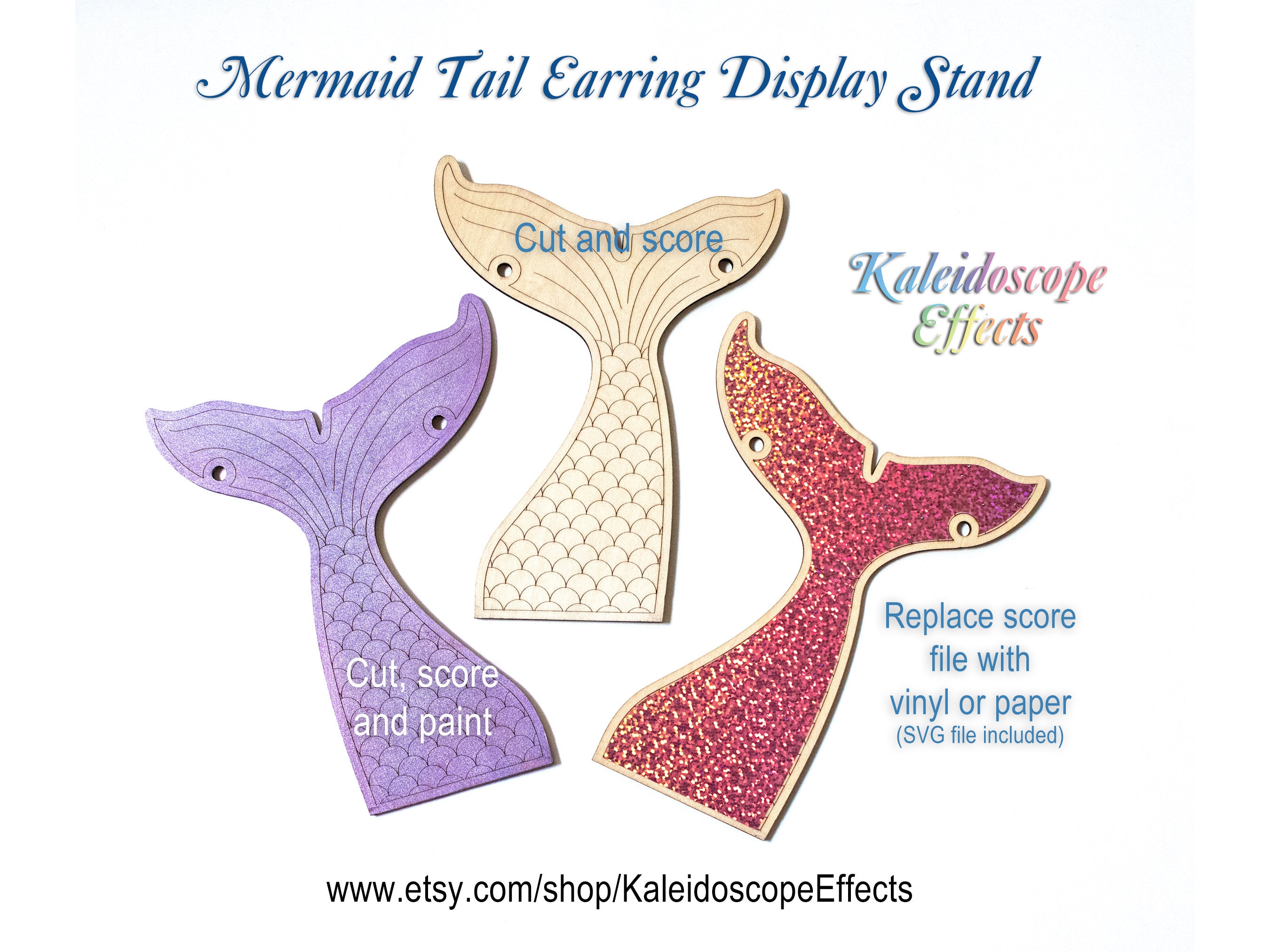 Mermaid Tail Earring Display Stand SVG - Laser Cut Jewelry Display File ...