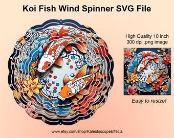 Koi Fish Wind Spinner Sublimation Design, Fish Windspinner PNG for ...