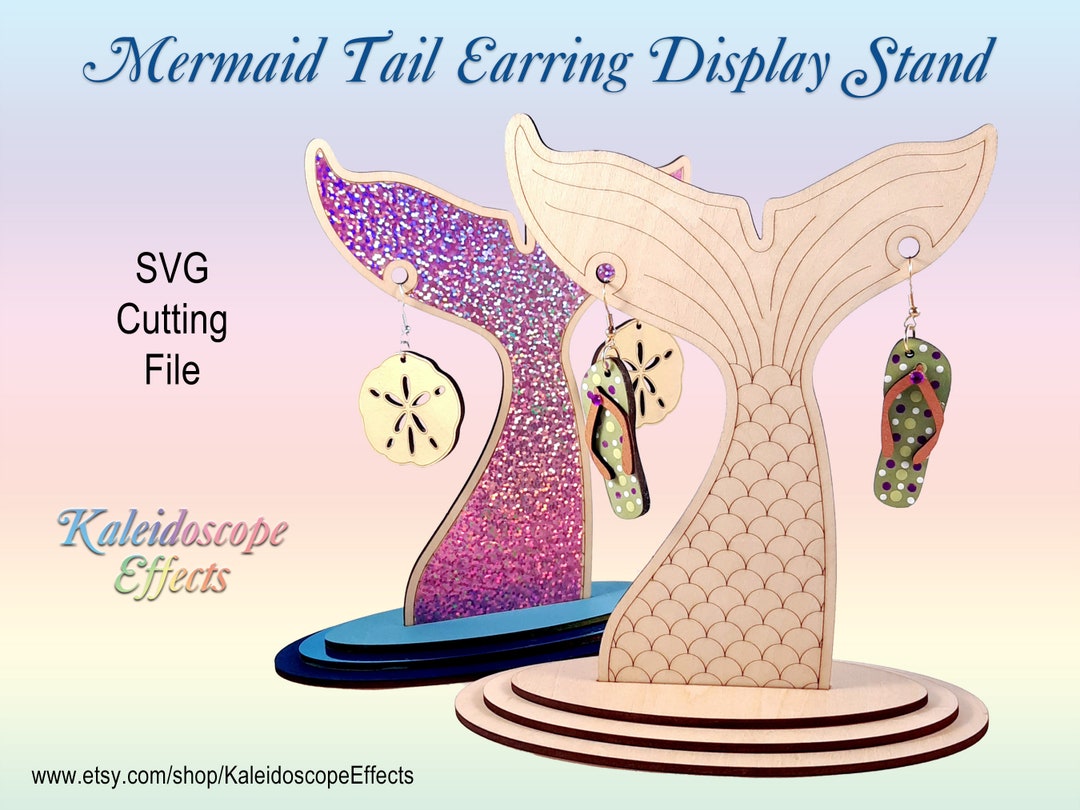 Mermaid Tail Earring Display Stand SVG - Laser Cut Jewelry Display File ...