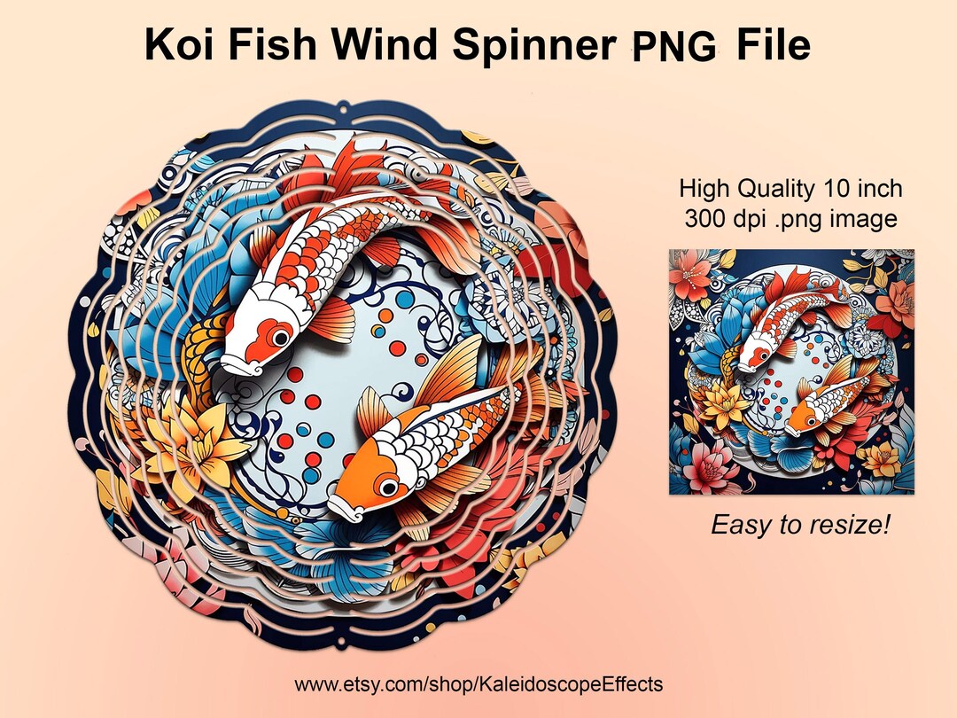 Koi Fish Wind Spinner Sublimation SVG - Etsy