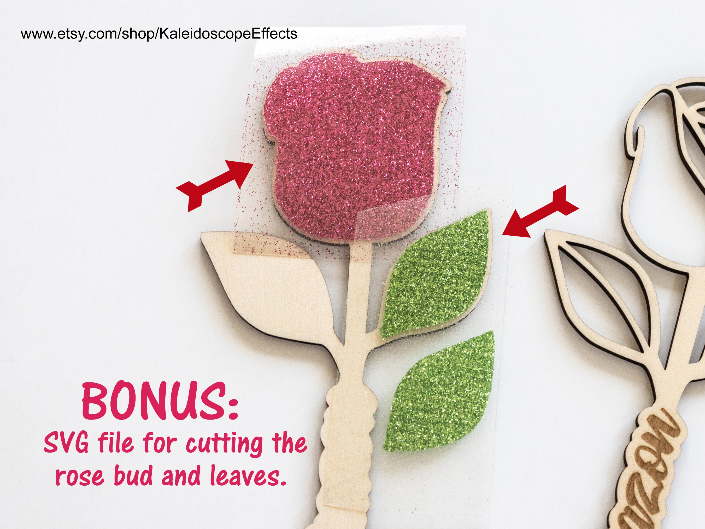 Valentine Rose Bud SVG With Stand for Laser Cutting - Etsy