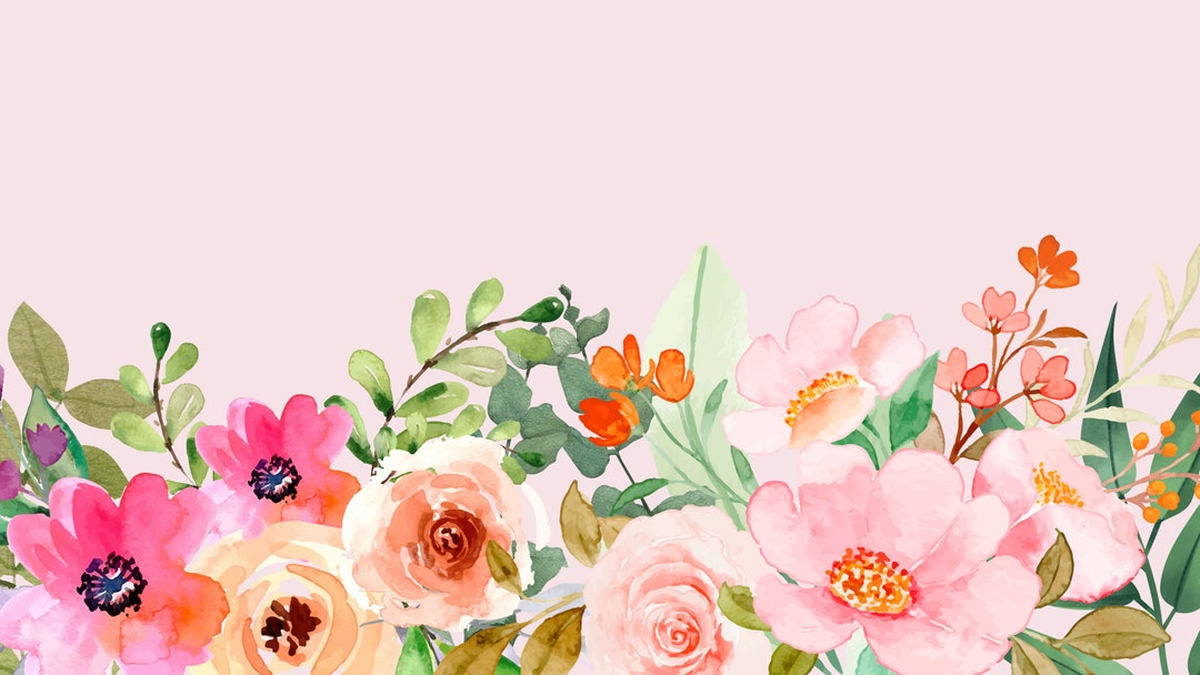 Floral Desktop Wallpaper, Digital Download, Flowers, Minimal Wallpaper ...