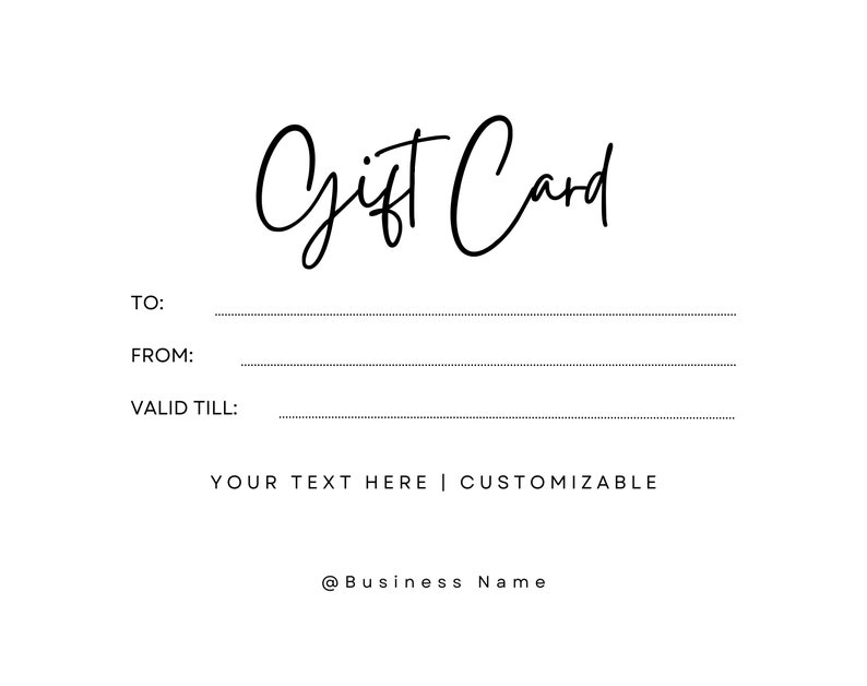 Gift Certificate Template DIGITAL DOWNLOAD Gift Card - Etsy