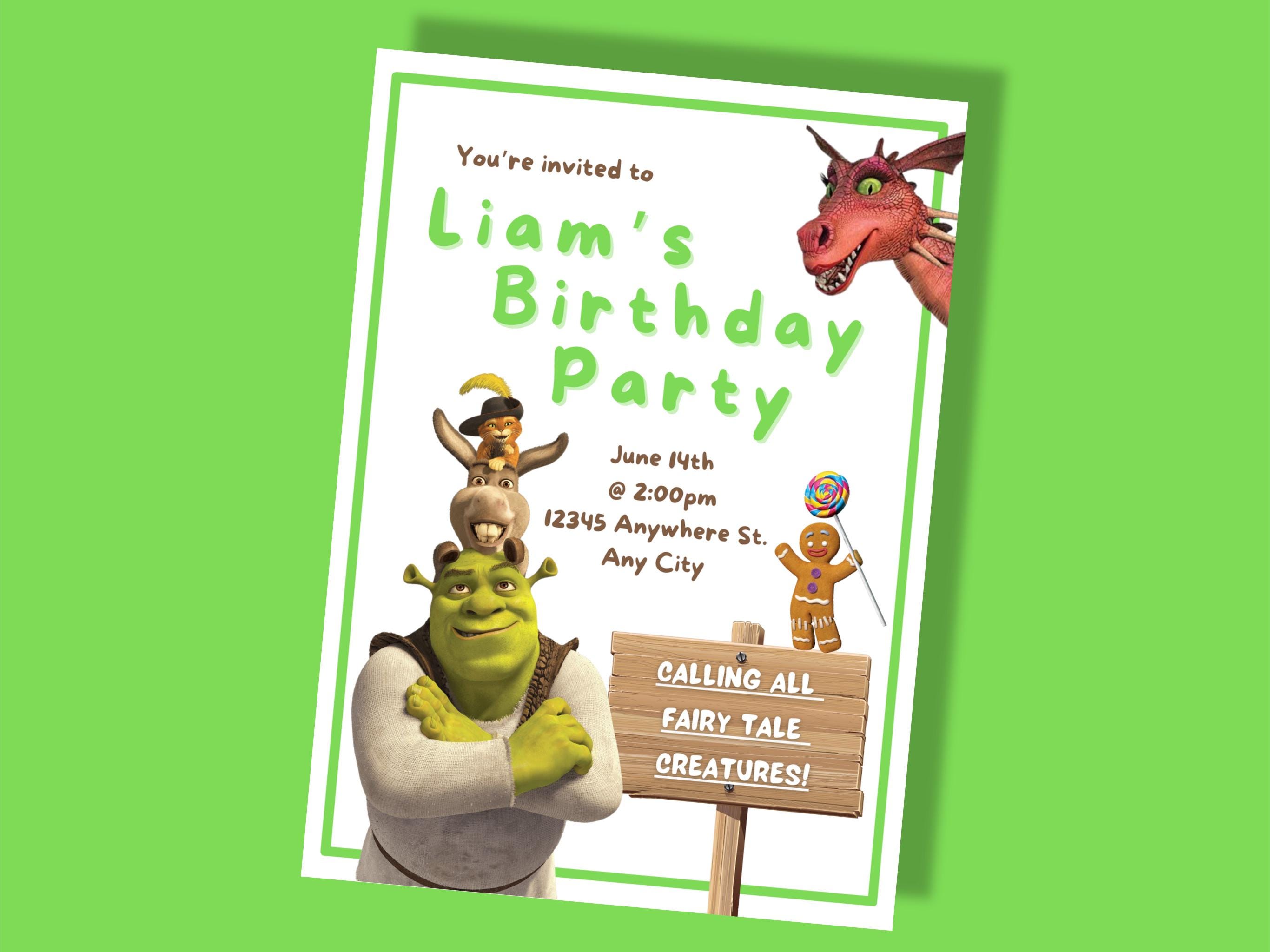 Shrek Birthday Invite, Editable Digital Download Template, Modern ...