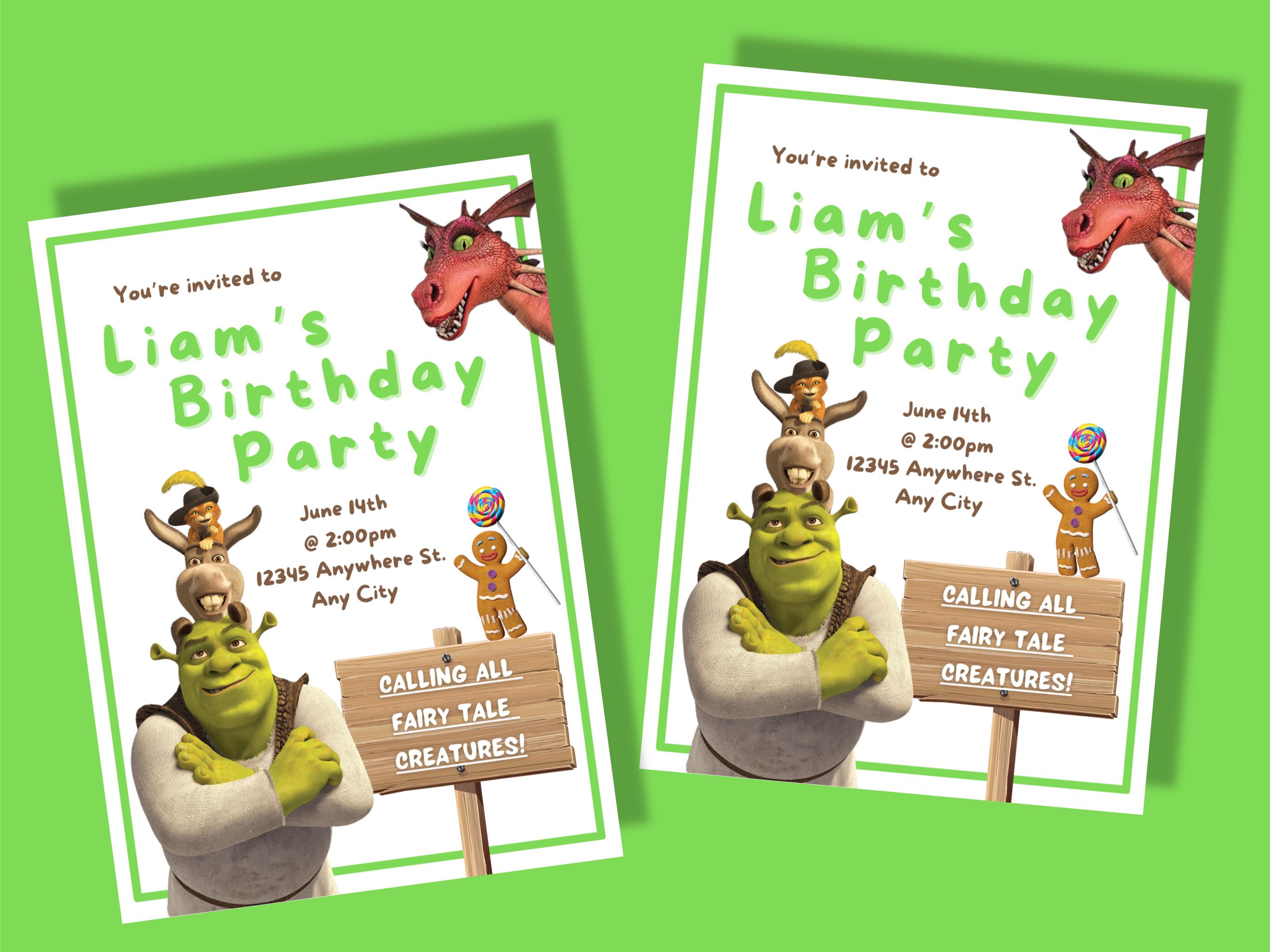 Shrek Birthday Invite, Editable Digital Download Template, Modern ...