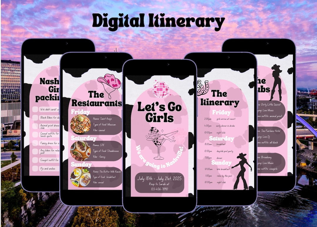 Girls Trip Itinerary, Itinerary Template, Birthday Weekend Invitation ...