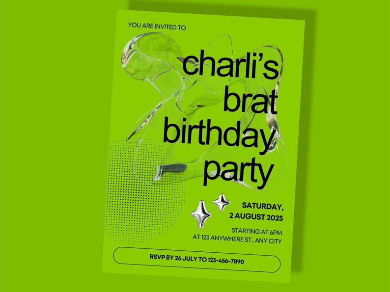 Brat Summer Invite, Editable Digital Download Template, Modern Invite ...