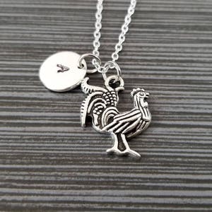 Silver Rooster Necklace Chicken Charm Pendant Personalized - Etsy