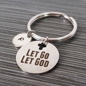 Let Go Let God Keychain- Faith Keychain - Custom Gift - Bible Verse ...