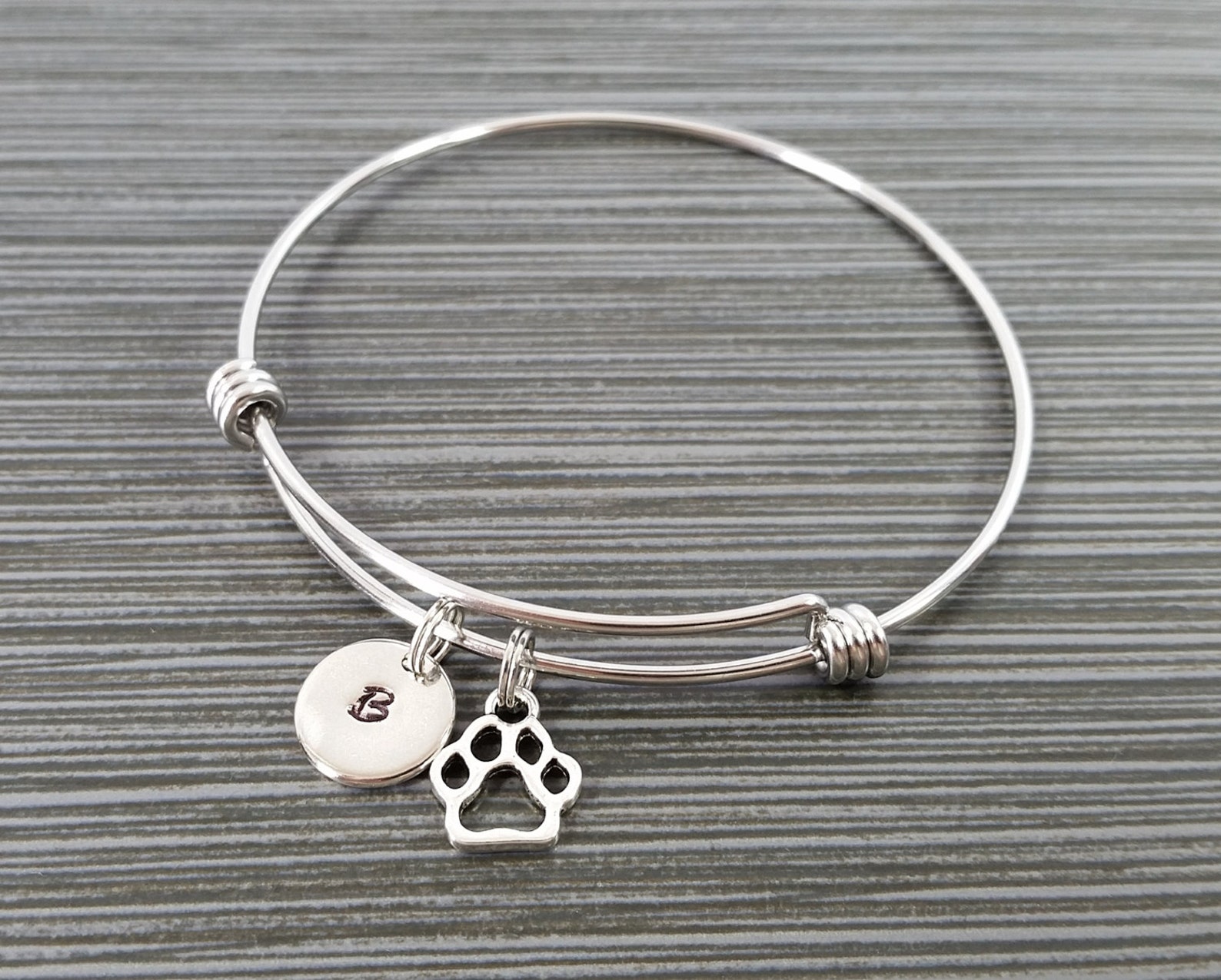 Dog Paw Bangle - Dog Charm Bracelet - Expandable Bangle - Open Paw ...