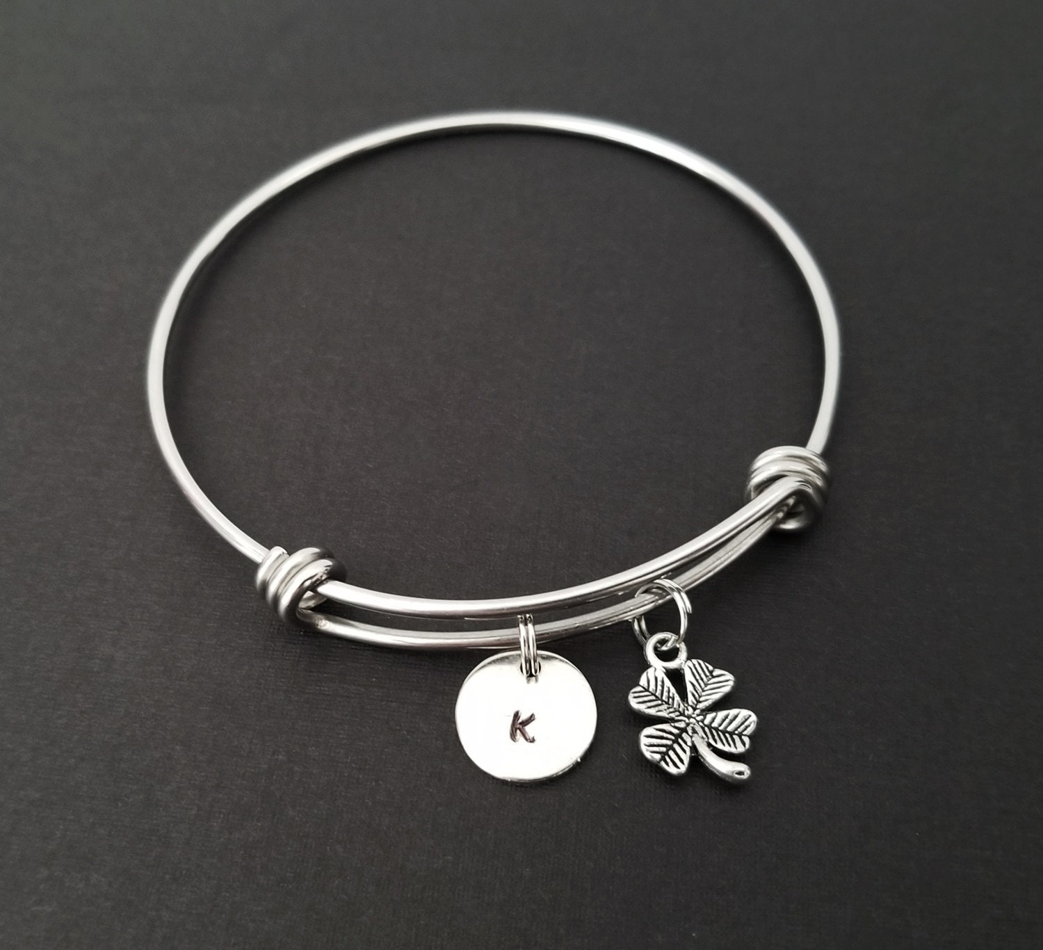 Four Leaf Clover Bangle Good Luck Charm Bracelet | Etsy