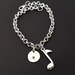 Music Note Bracelet One Eighth Note Music Note Initial - Etsy