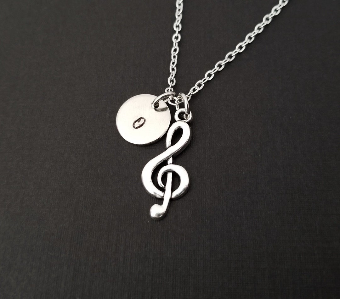 Clef Note Necklace - Charm Necklace - Personalized Necklace - Custom ...