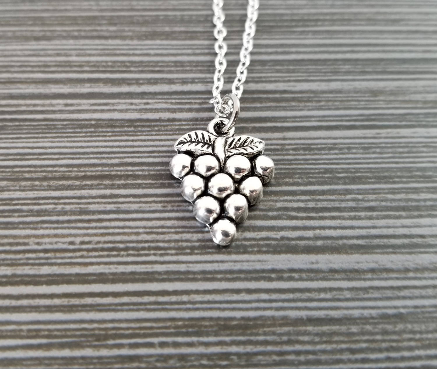 Silver Grape Necklace Grape Charm Pendant Personalized | Etsy
