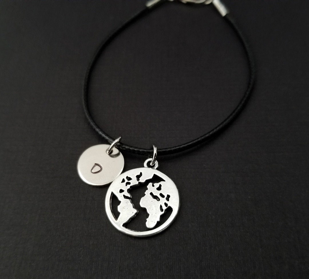 Cord Bracelet World Map Bracelet Globe Bracelet World - Etsy