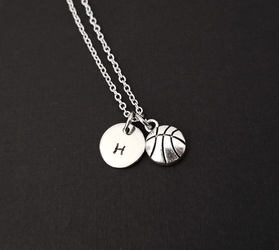 Silver Basketball Necklace - Basketball Necklace - Personalized ...