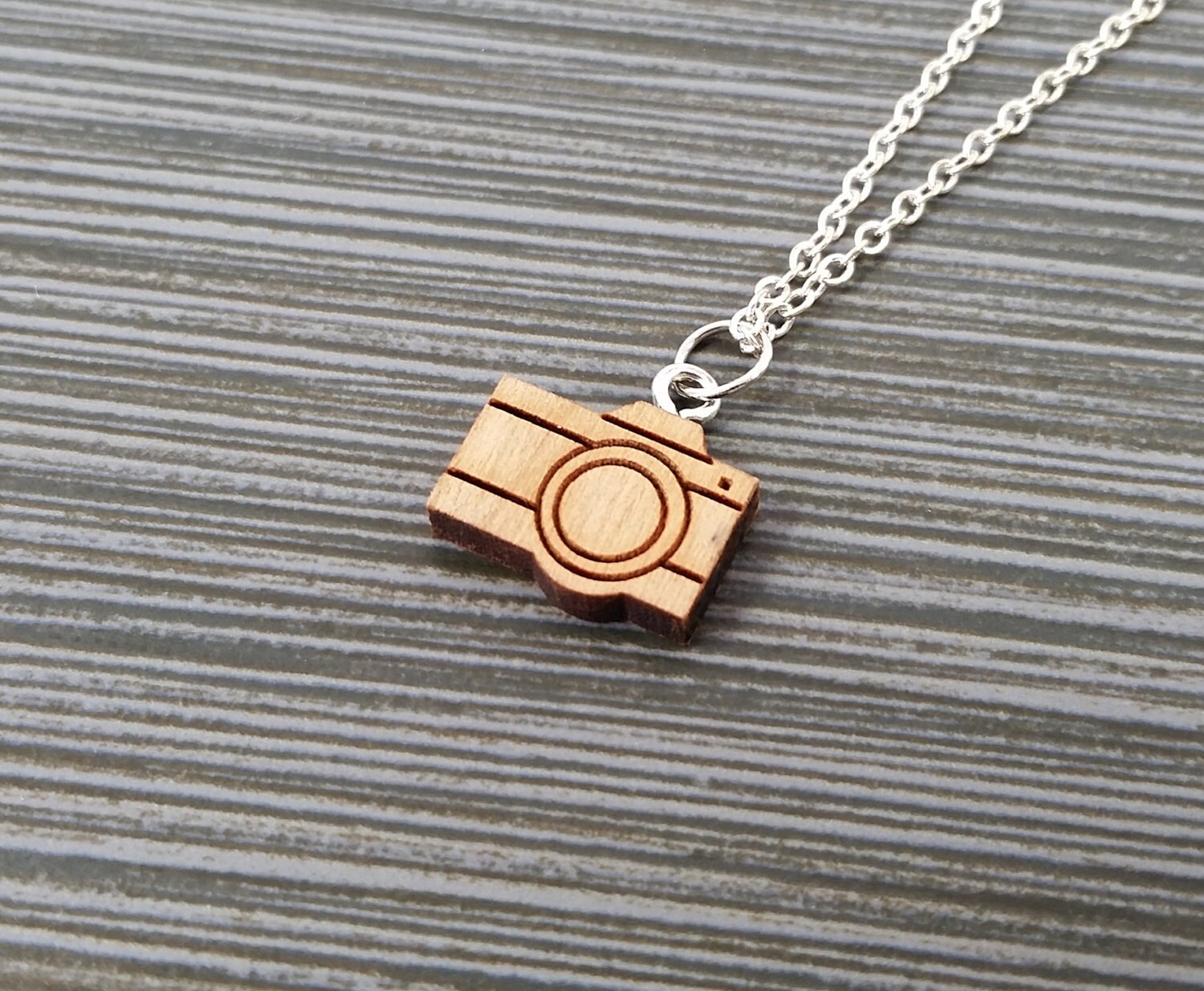 Wooden Camera Necklace Wood Camera Charm Necklace | Etsy