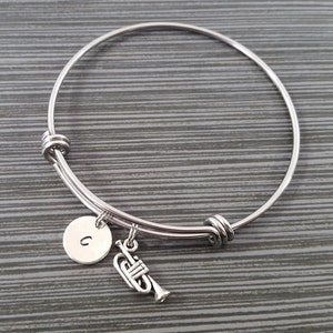 Silver Trumpet Bangle Bracelet - Band Student Bracelet - Personalized ...