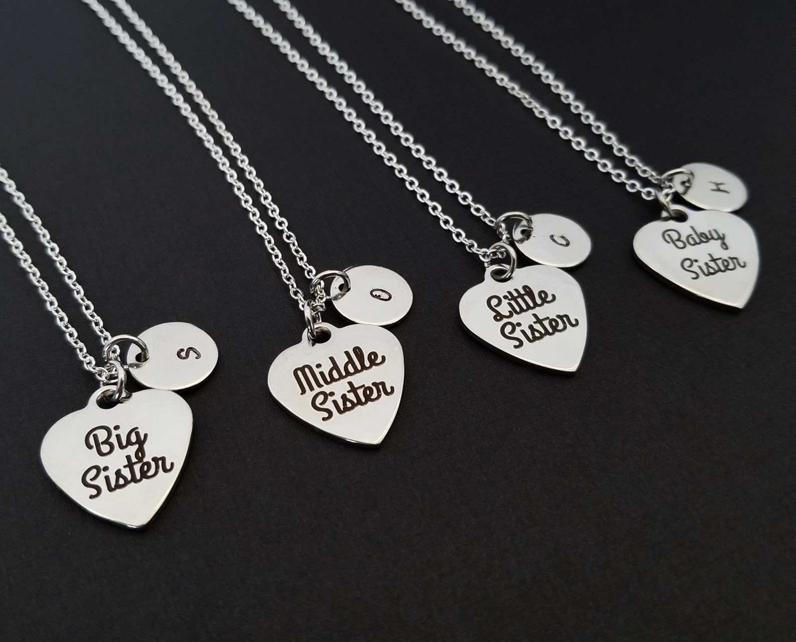 Four Sister Necklaces Big Sister Necklace Baby Sister | Etsy