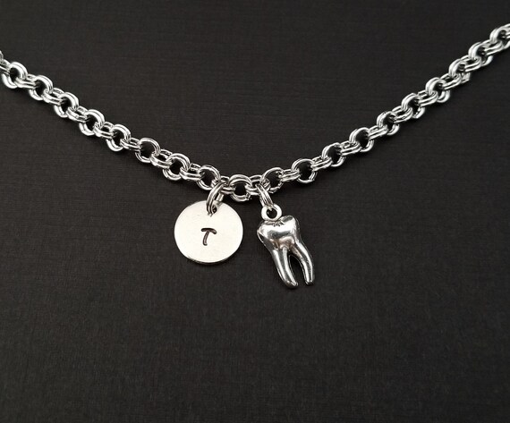 Tooth Bracelet Teeth Charm Bracelet Initial Bracelet | Etsy