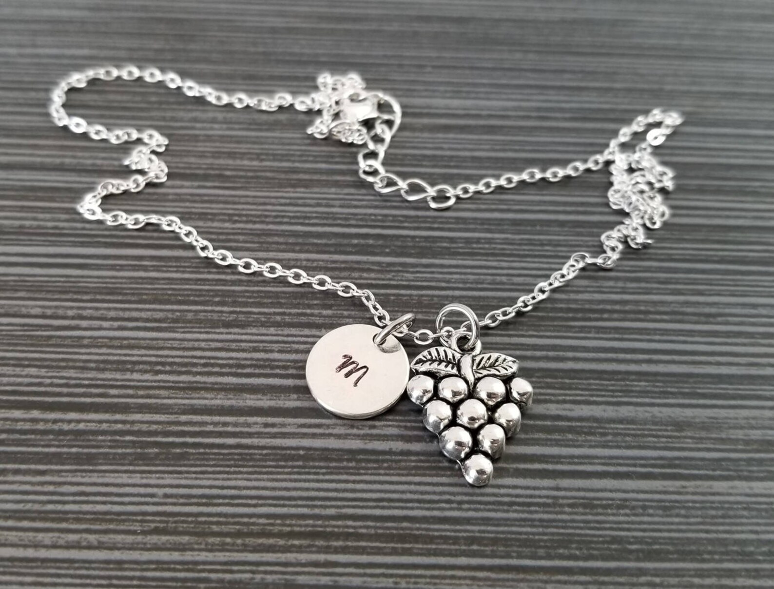 Silver Grape Necklace Grape Charm Pendant Personalized | Etsy
