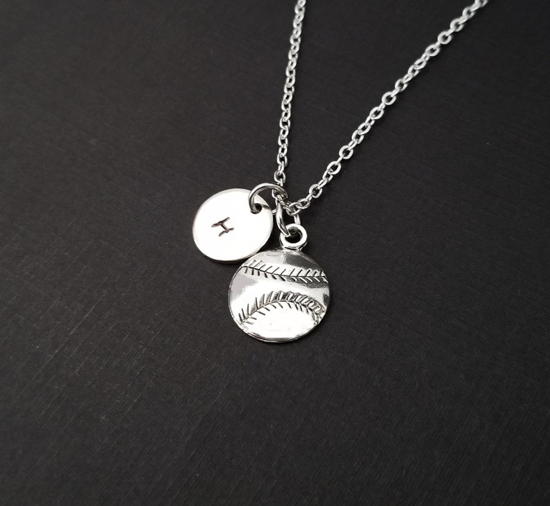 Silver Baseball Necklace - Baseball Charm Necklace - Personalized ...