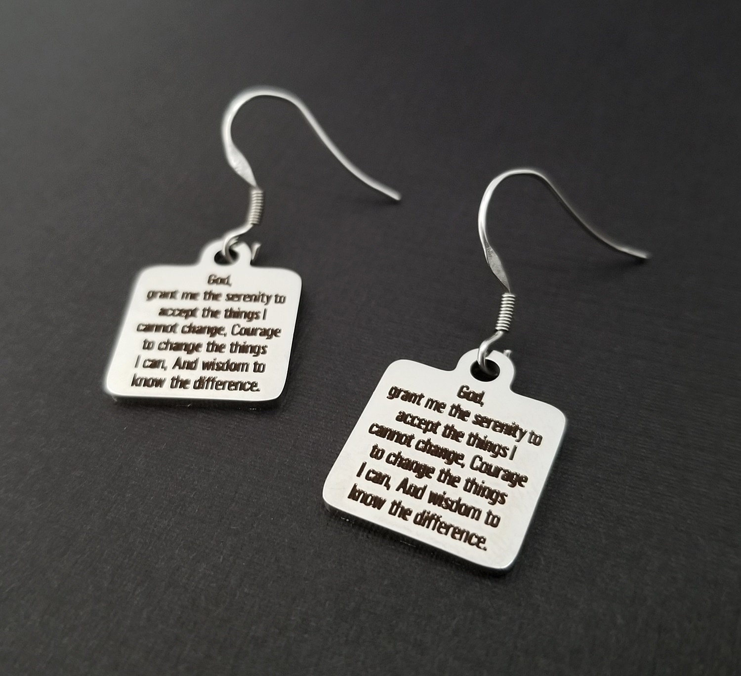 Serenity Prayer Earrings French Hook Earrings Dangle - Etsy
