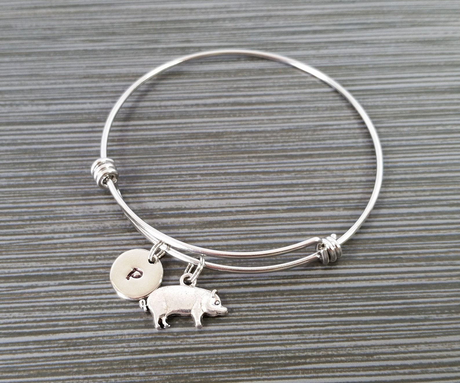 Pig Bangle Bracelet Pig Charm Bracelet Expandable Bangle - Etsy