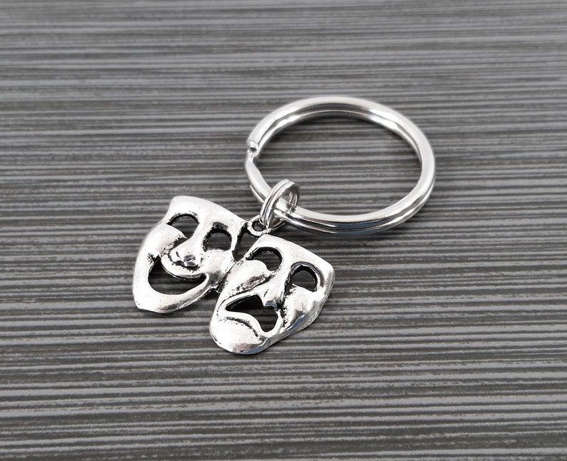 Silver Drama Keychain - Drama Key Chain - Comedy Tragedy Masks ...