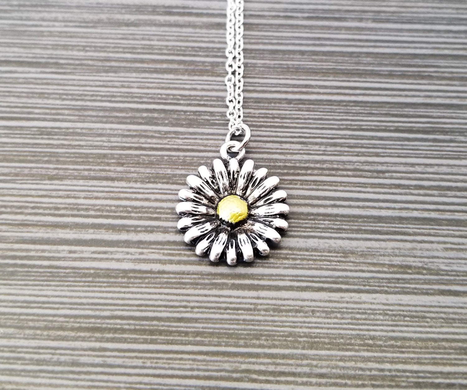 Daisy Necklace Detailed Daisy Charm Necklace Personalized | Etsy