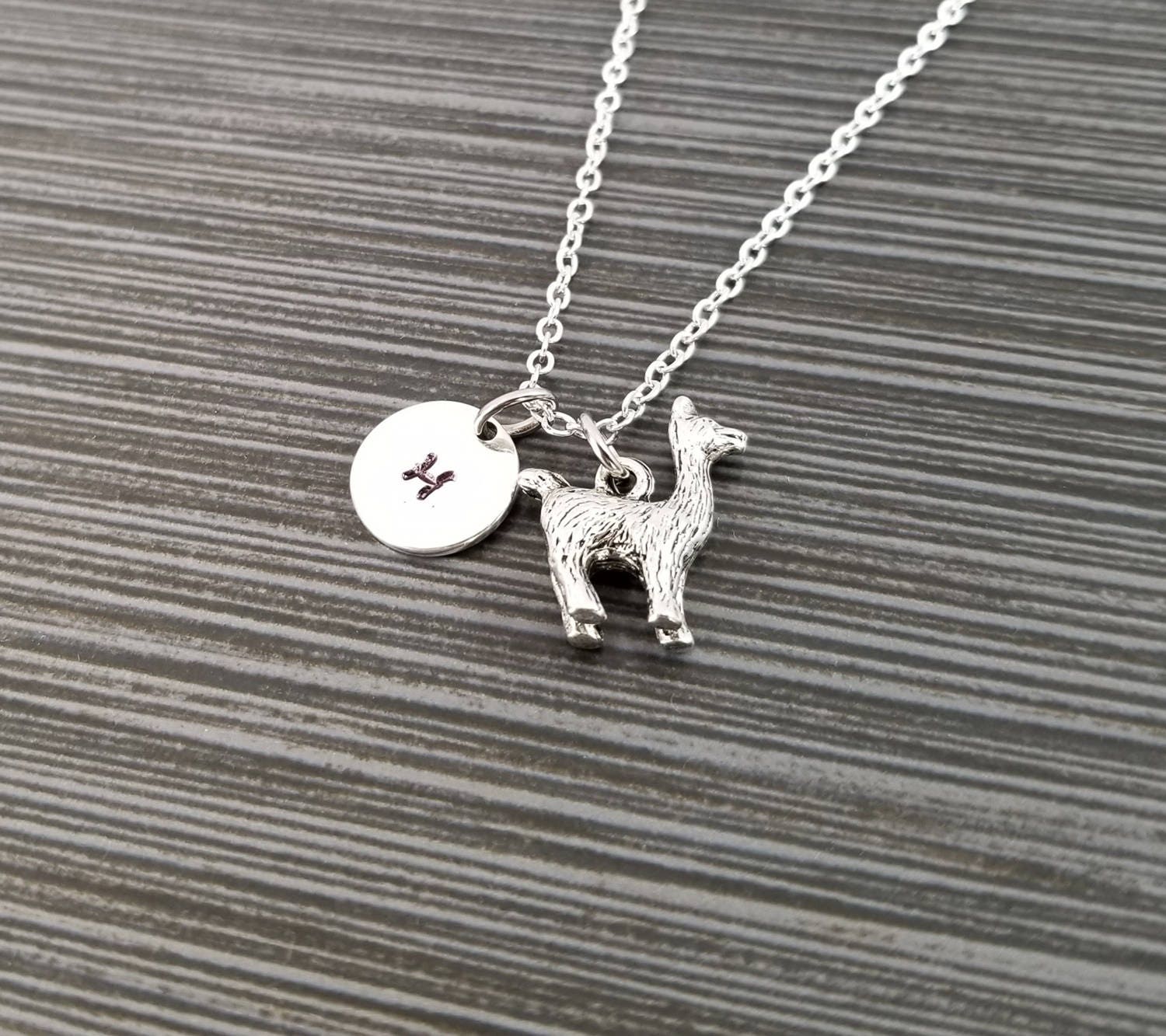 Silver Alpaca Necklace Alpaca Charm Necklace Personalized | Etsy