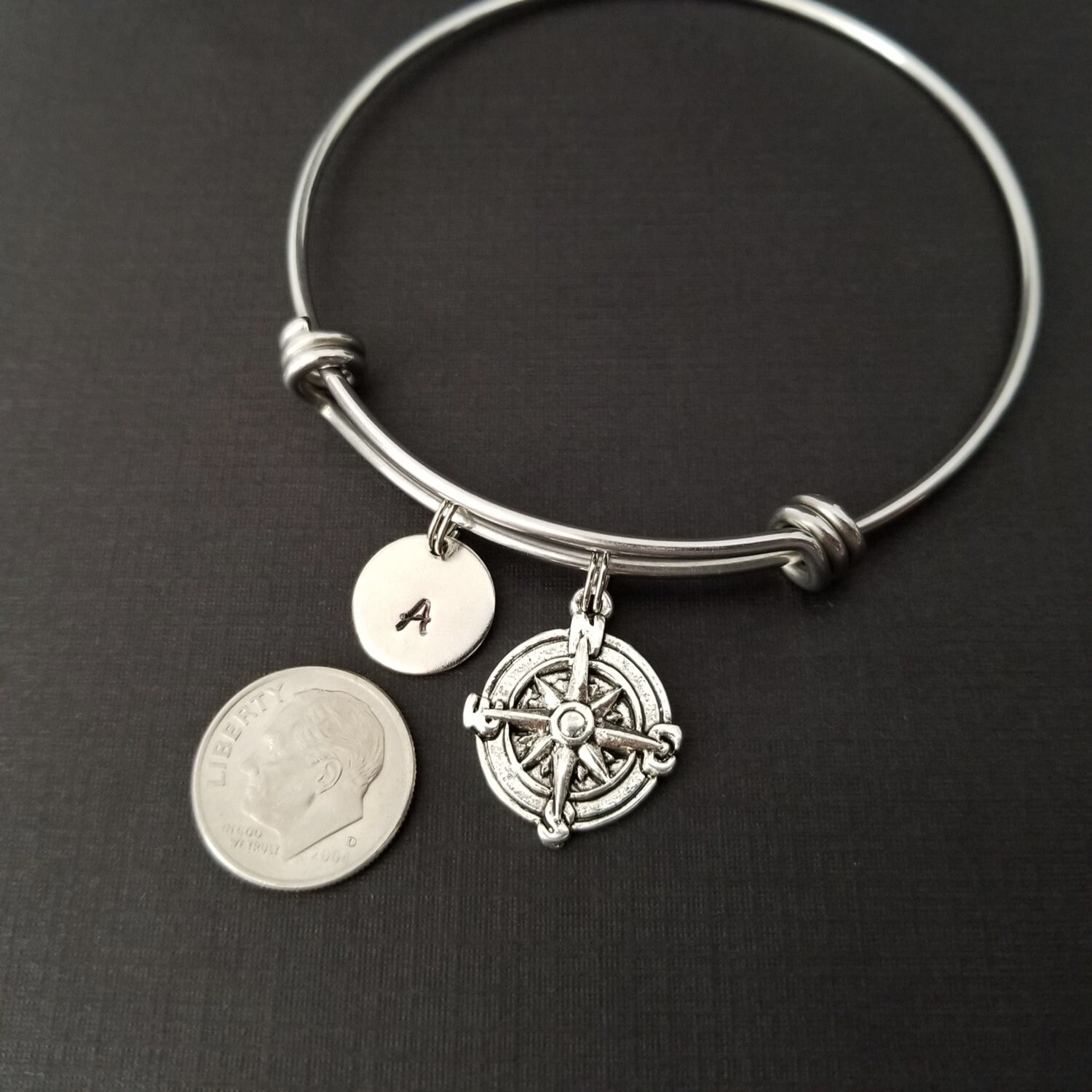 Compass Bangle Compass Charm Bracelet Expandable Bangle | Etsy