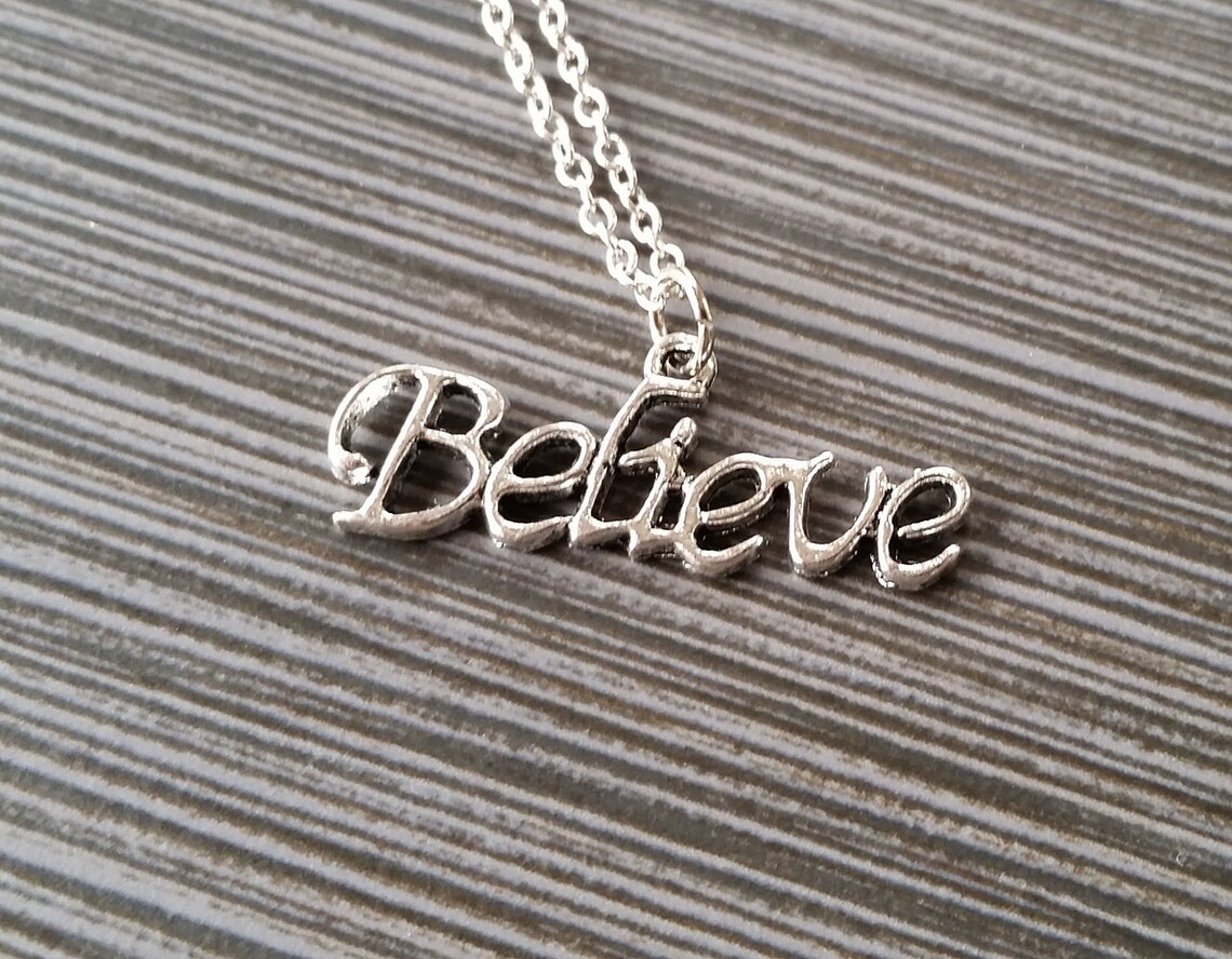 Silver Believe Necklace Inspirational Jewelry Personalized | Etsy