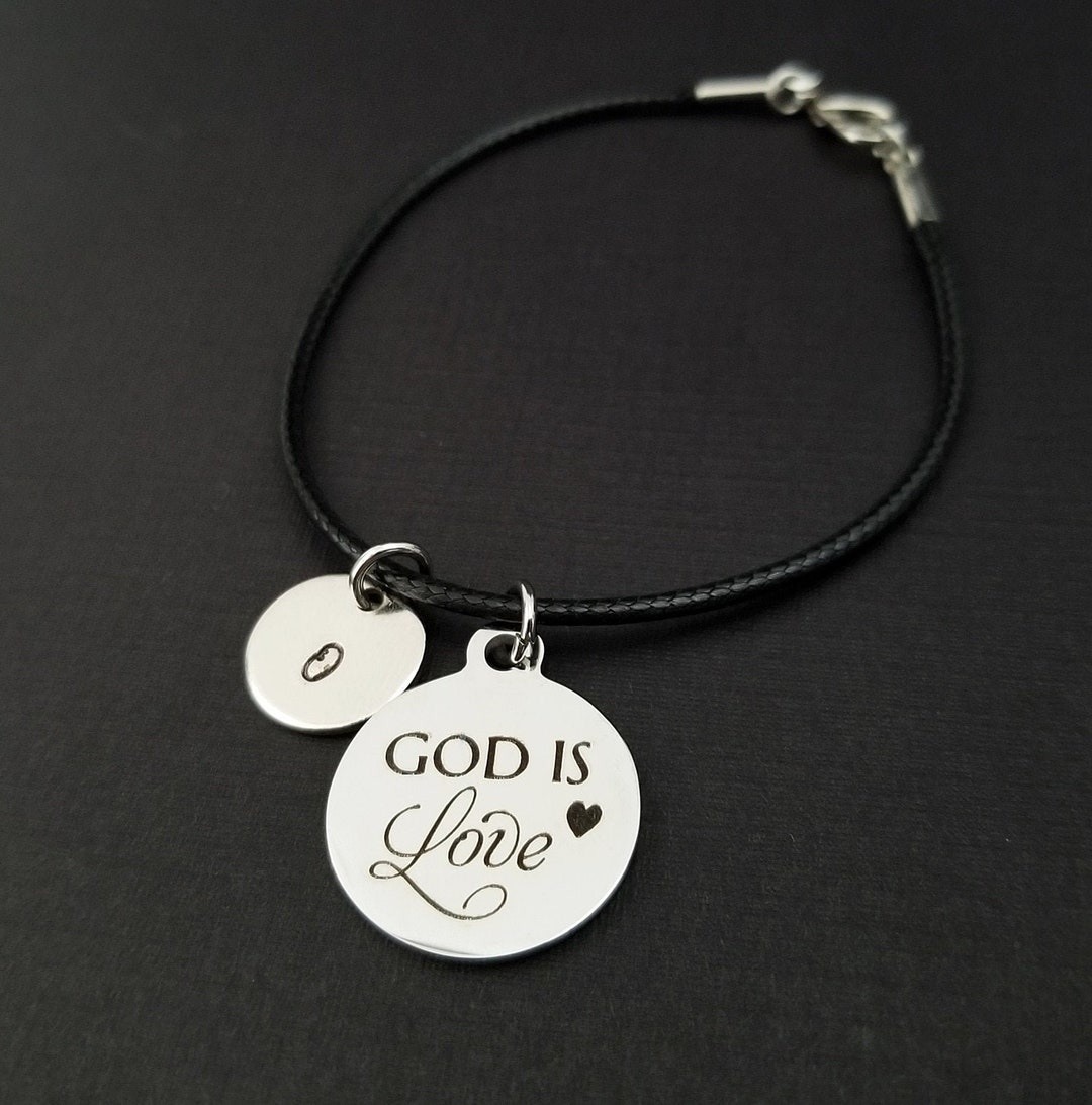God is Love Bracelet Cord Bracelet Black Bracelet Religious Bracelet ...
