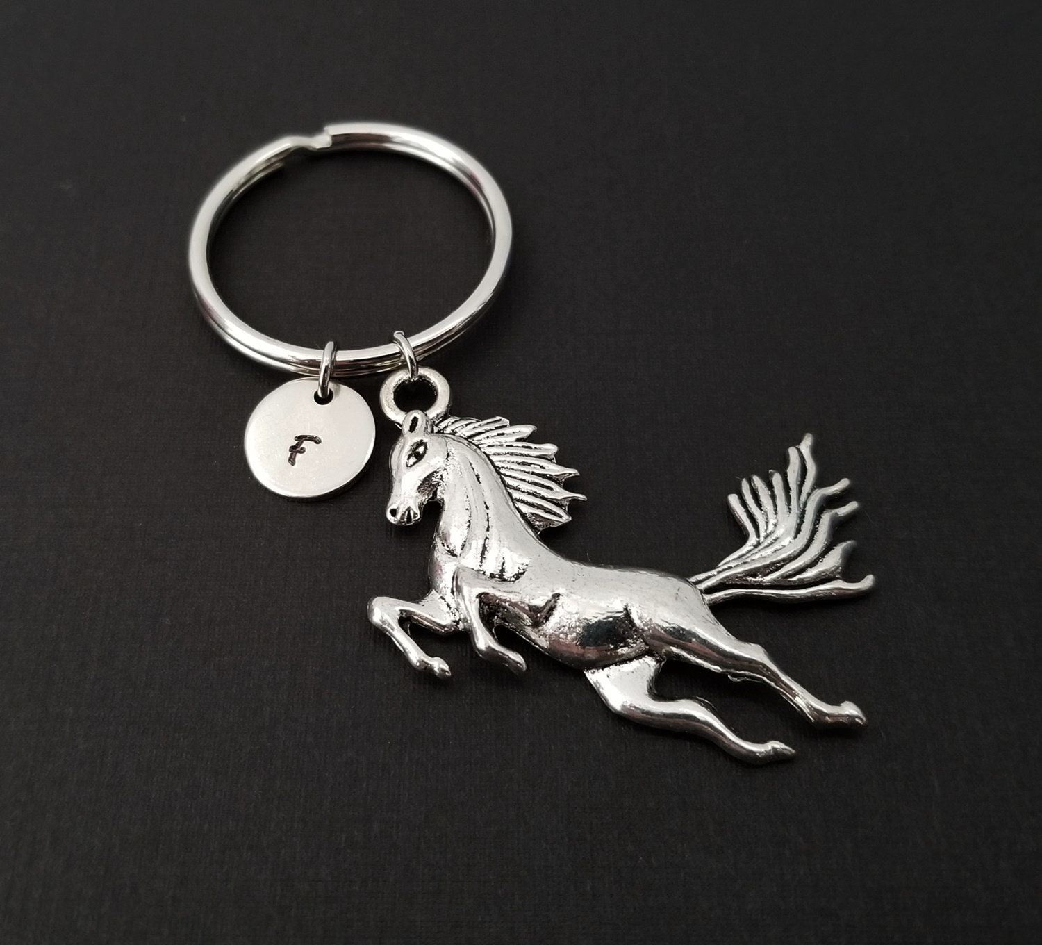 Silver Running Horse Keychain Custom Gift Silver Keychain | Etsy