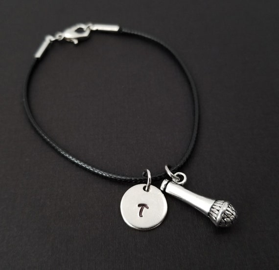 Microphone Charm Bracelet Cord Bracelet Black Bracelet - Etsy