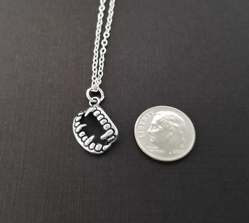 Silver Vampire Necklace Vampire Teeth Necklace - Etsy