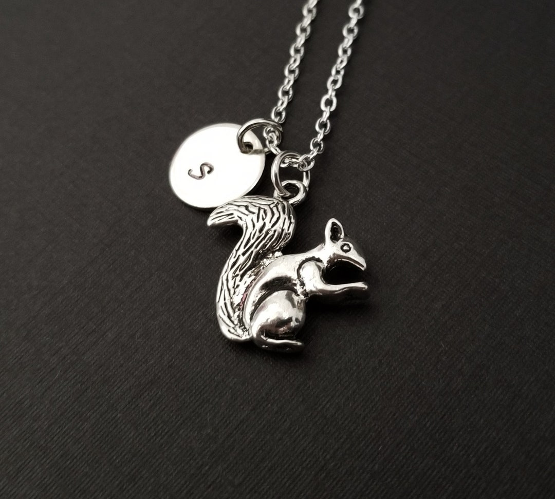 Silver Squirrel Necklace Squirrel Charm Pendant Personalized Necklace ...