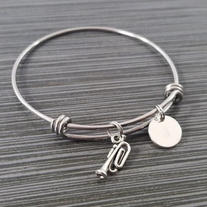 Silver Trumpet Bangle Bracelet - Band Student Bracelet - Personalized ...
